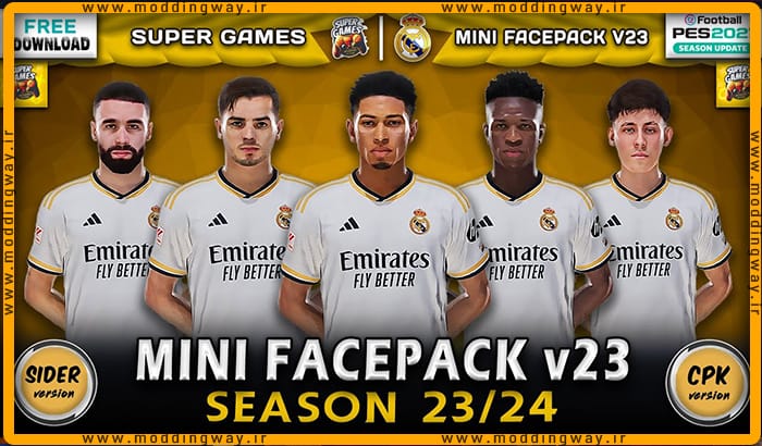فیس پک Real Madrid 2023-24 برای PES 2021 | مودینگ وی