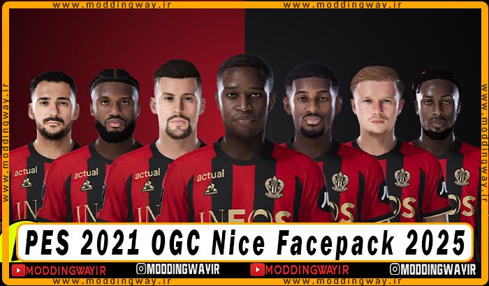 فیس پک OGC Nice 2025 برای PES 2021 | مودینگ وی
