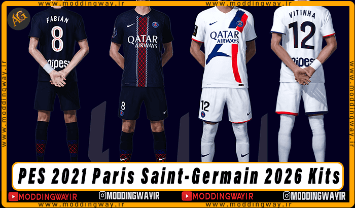 کیت پک Paris Saint-Germain 2025-26 برای PES 2021 | مودینگ وی